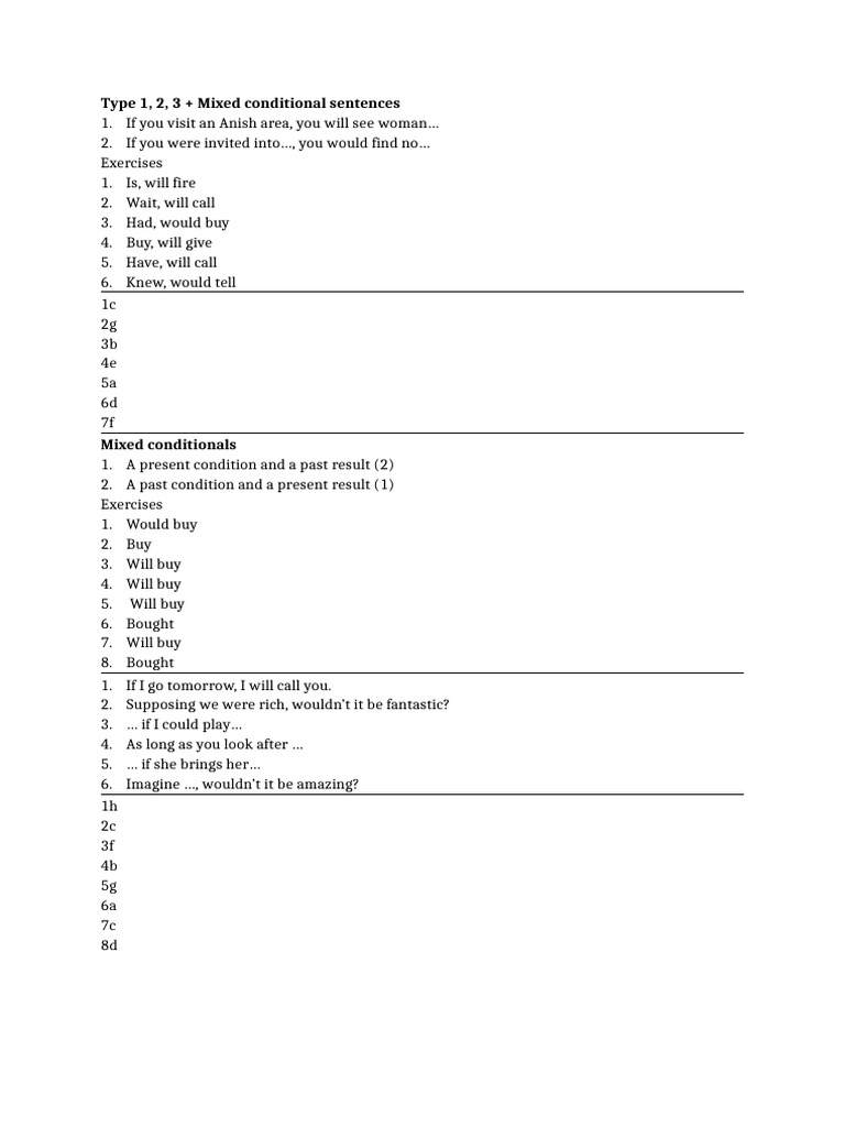 Conditional Sentences KEY | PDF