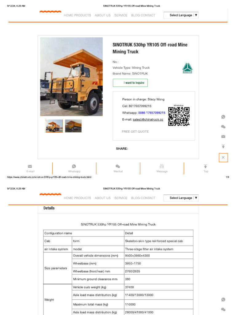 Sinotruck 105T vehicle | PDF