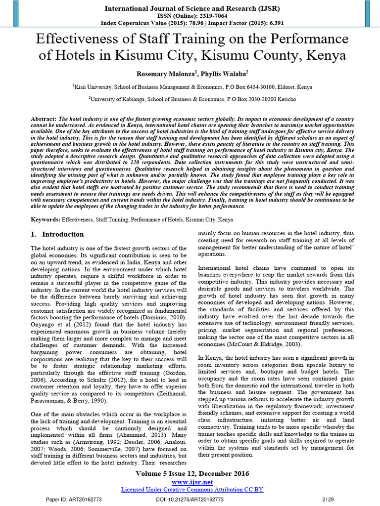 Effectiveness of Staff Training On The P | PDF