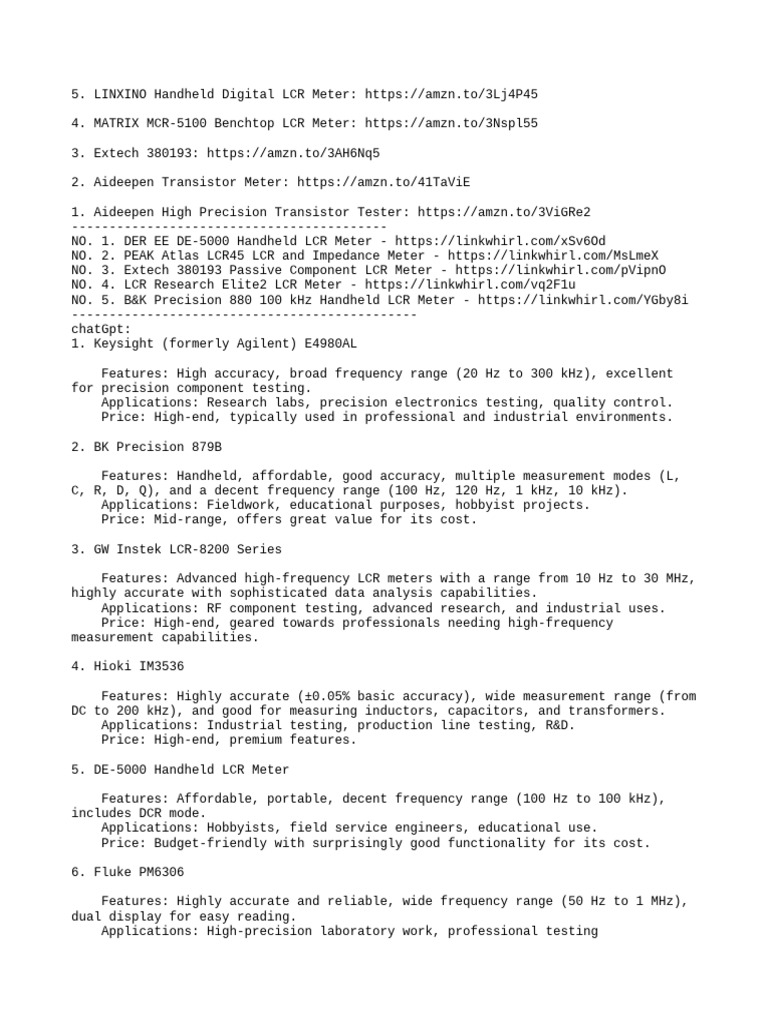 LCR Meters | PDF