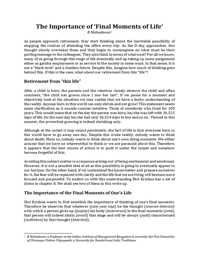 11 The Importance of Final Moments of Life | PDF