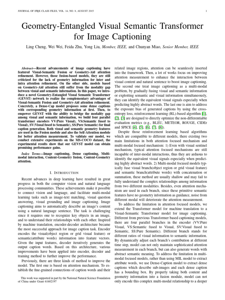 Geometry-Entangled Visual Semantic Transformer | PDF Geometry-Entangled Visual Semantic Transformer | PDF
