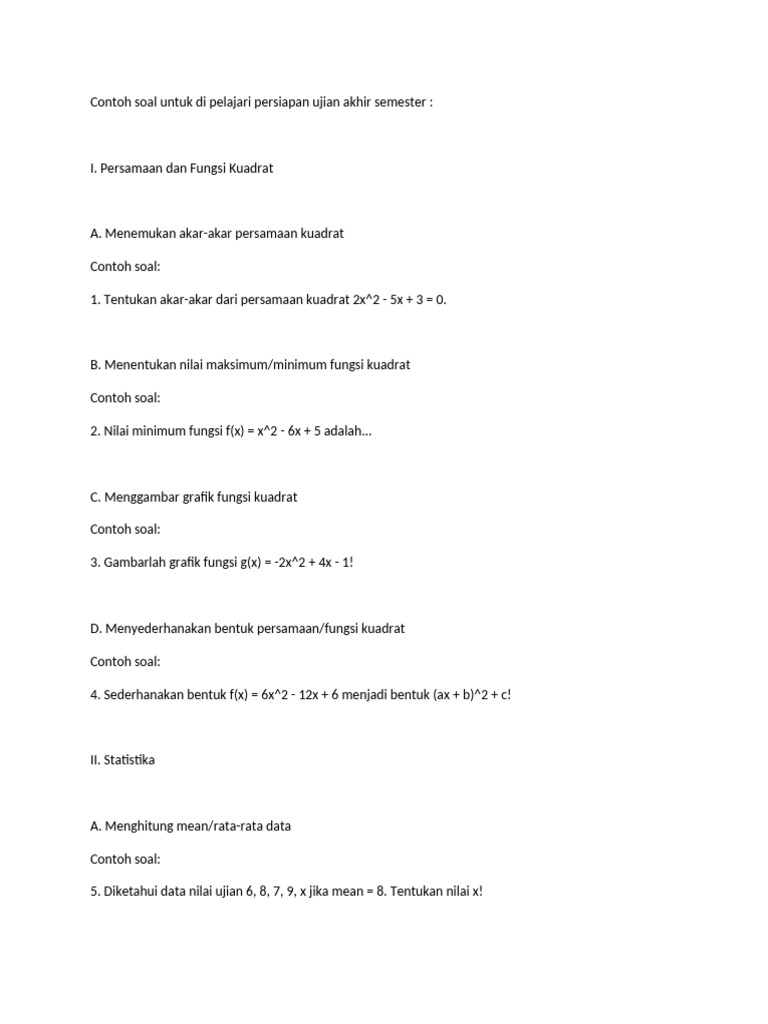 Contoh Soal Untuk Di Pelajari | PDF