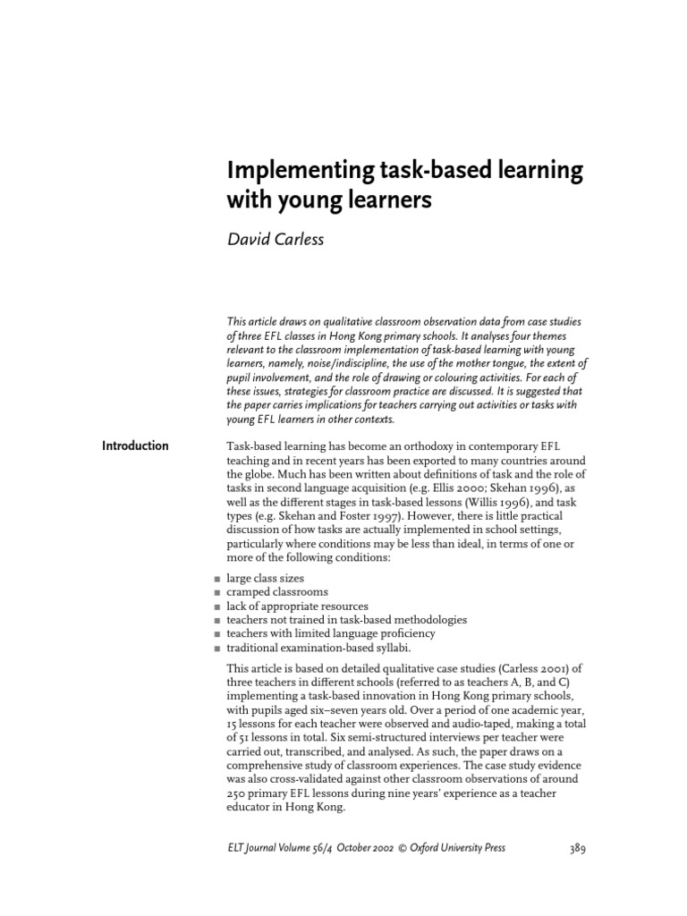 Implementing Task-Based Learning | PDF