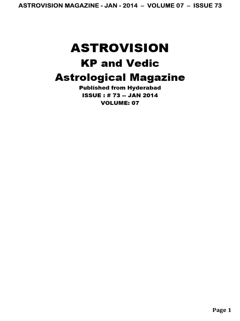 Astrovision: KP and Vedic Astrological Magazine | PDF