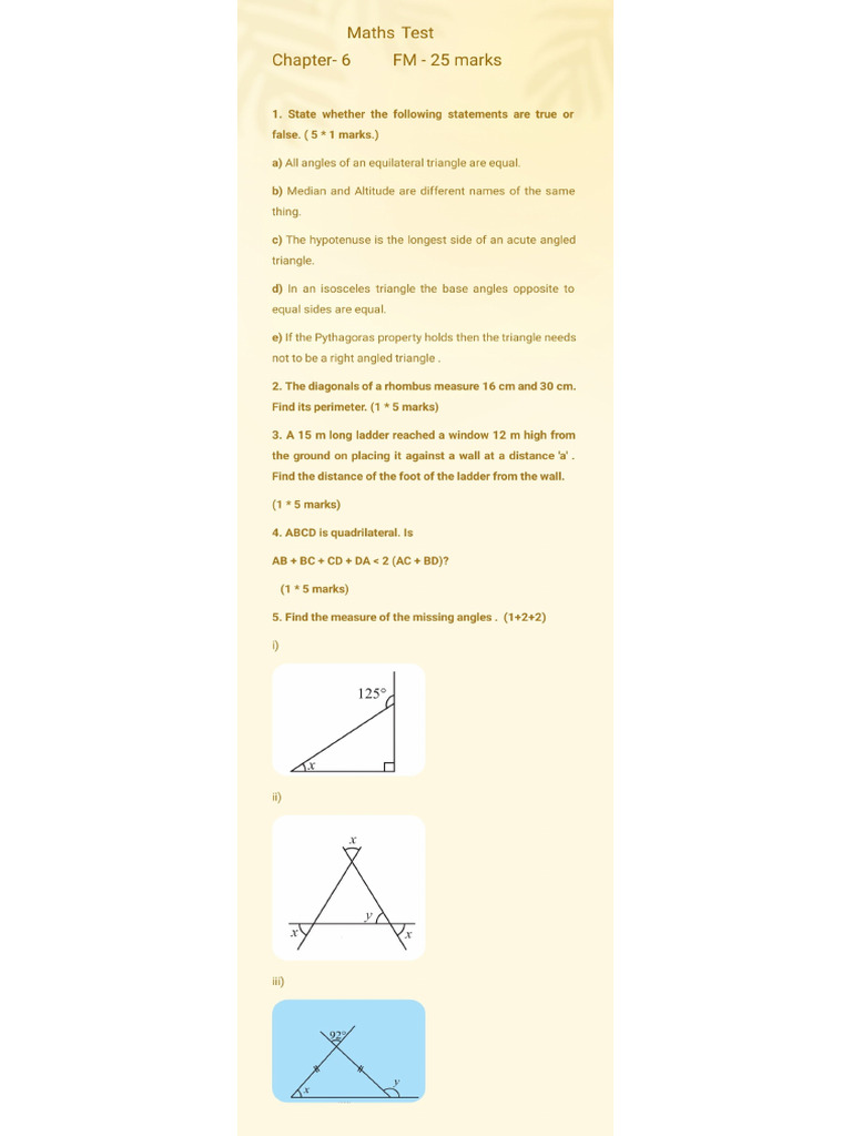 Maths Test . | PDF