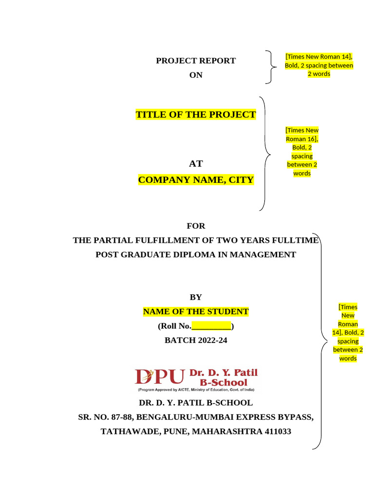 Format of SIP Report Batch 2023-25 | PDF