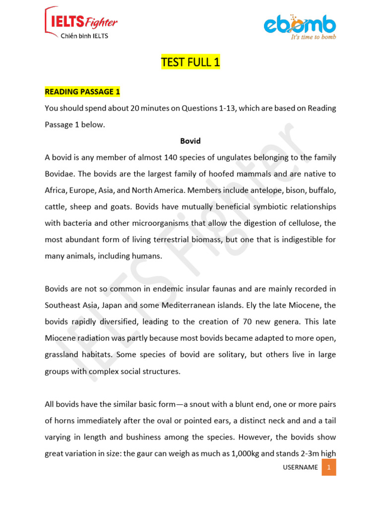 Test Reading Full 1 | PDF