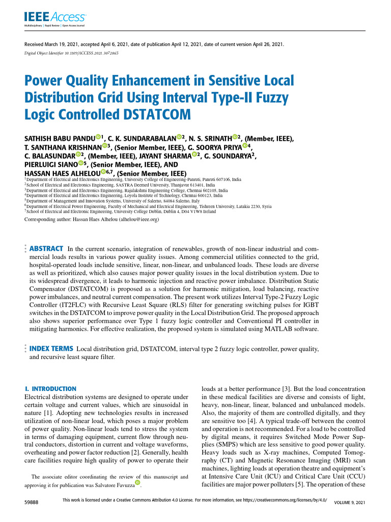 Power Quality Enhancement in Sensitive Local Distribution Grid Using Interval Type-II Fuzzy ...