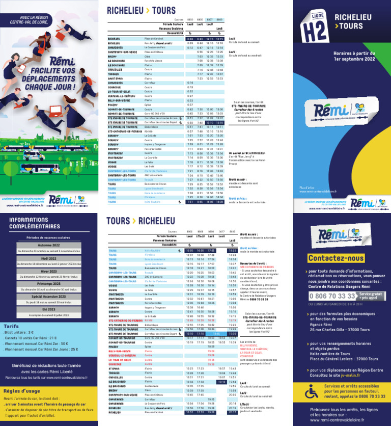 DEPLIANT HORAIRES 2022 Ligne H2 II | PDF