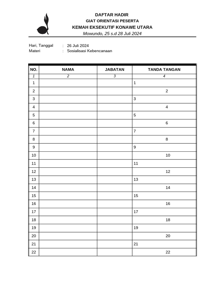 Daftar Hadir Kegiatan | PDF