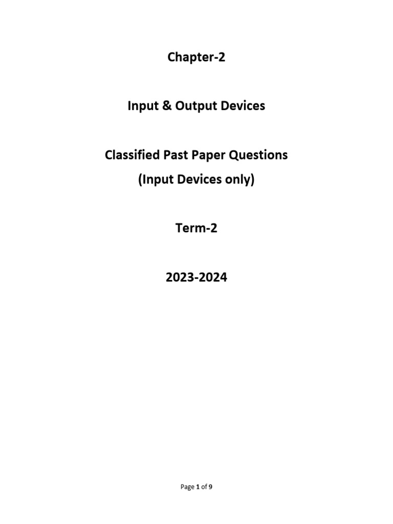Chapter-2 - Classified Past Paper - Topic-Input Devices | PDF