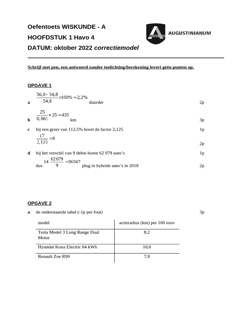 H1 Oefentoets Correctiemodel | PDF