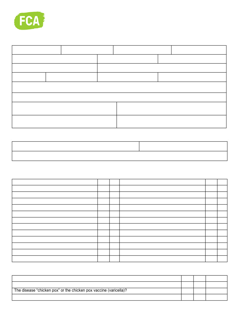 FCA Pre Employment Medical Examination Form | PDF
