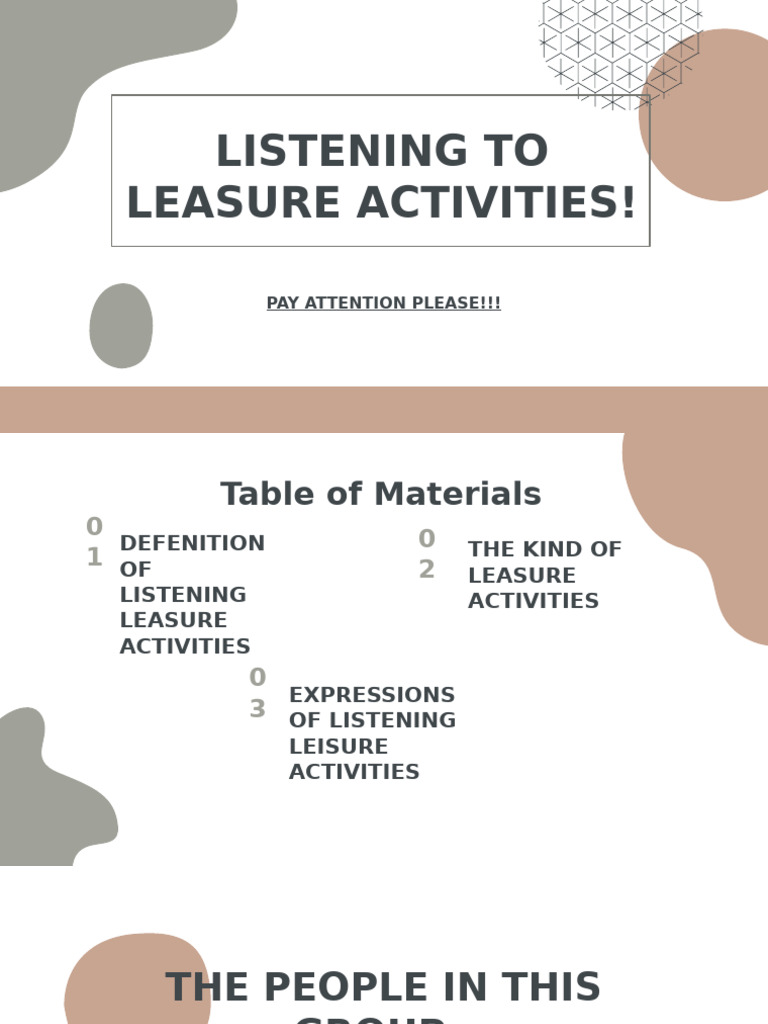 Listening Leisure Activities | PDF