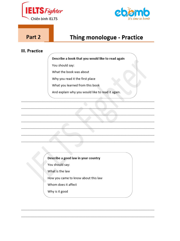 Unit 16 Part 2 Thing Monologue Practice | PDF