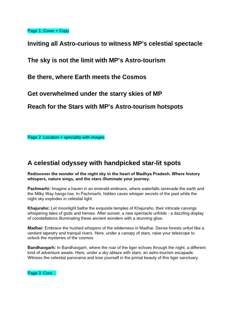 Astro brochure- MP Tourism | PDF