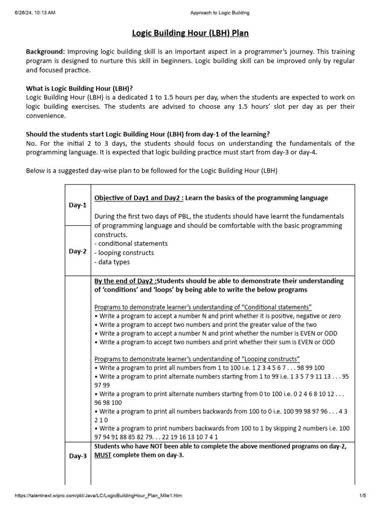 Approach to Logic Building | PDF