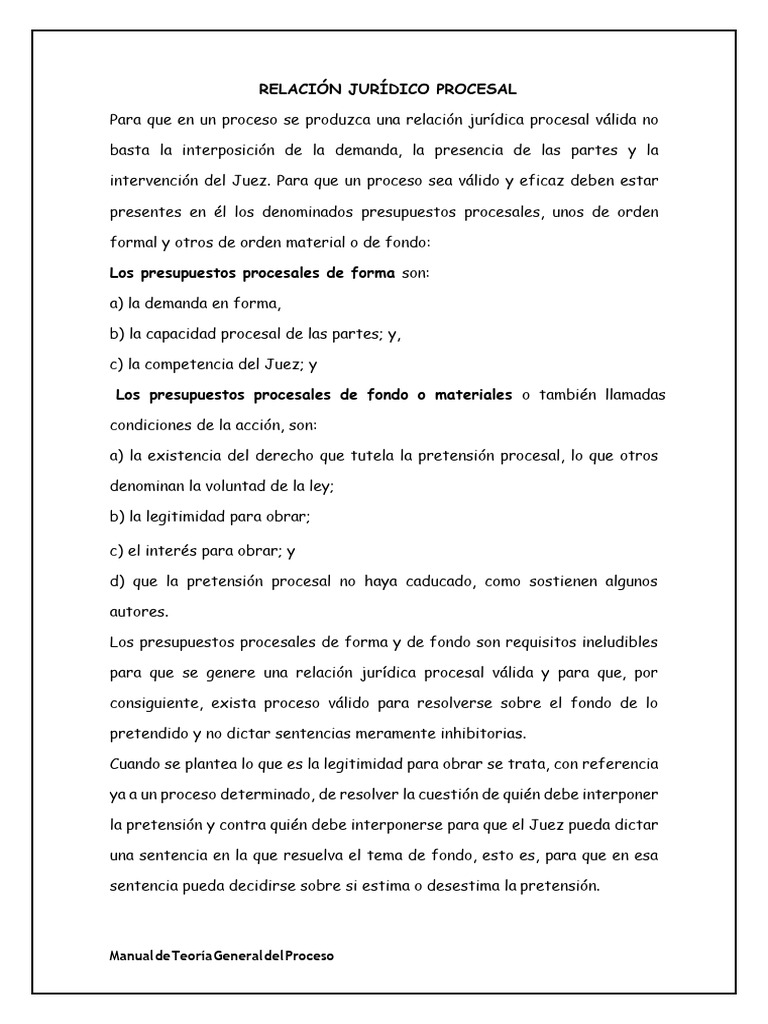 S08 - Material Complementario - Relación Jurídico Procesal | PDF