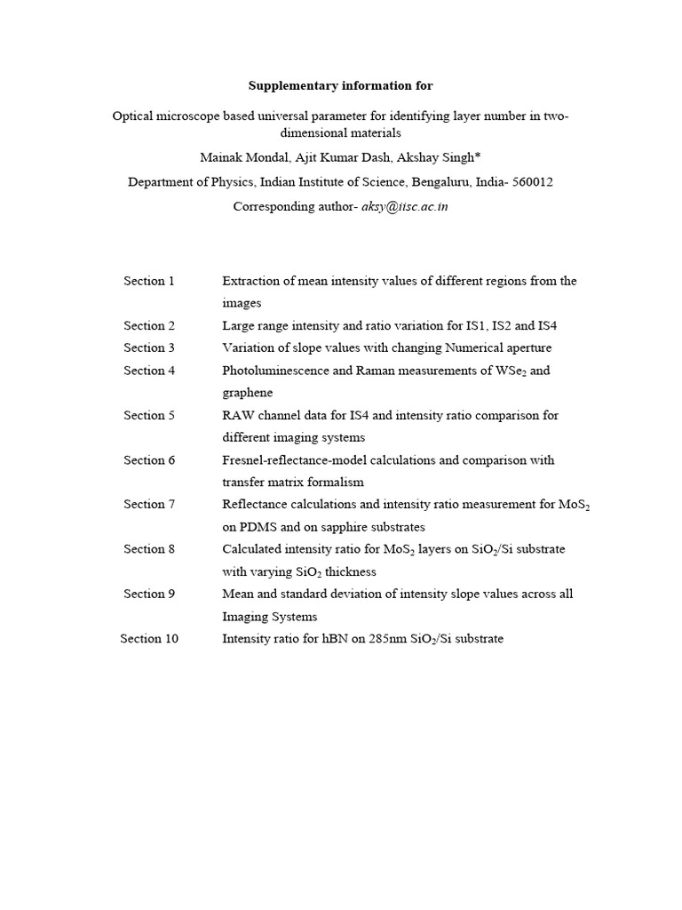 Acsnano.2022 Akshay Optical Microscope Based Universal Parameter For Identifying Layer Number in ...