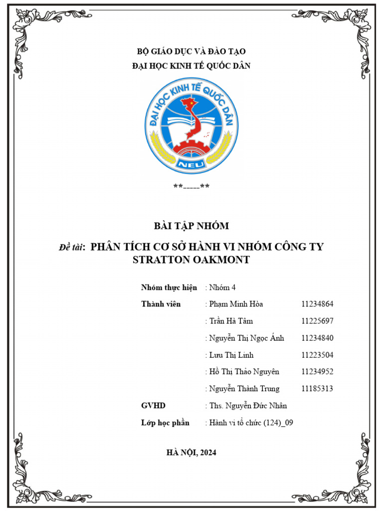 Report Hành VI T CH C - Nhóm 4 | PDF