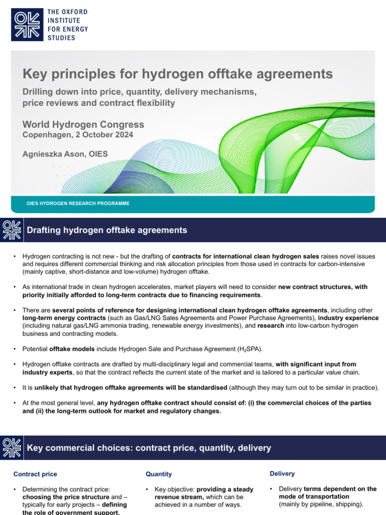 Key Principles For Hydrogen Offtake Agreements | PDF | Option (Finance ...