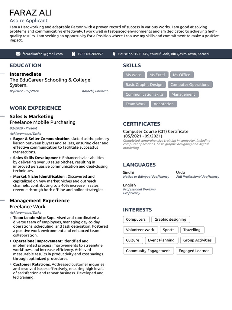 Faraz CV | PDF