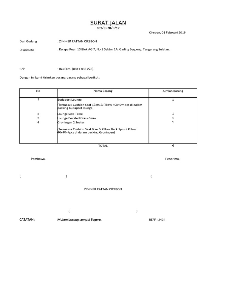 Form Surat Jalan SPK | PDF
