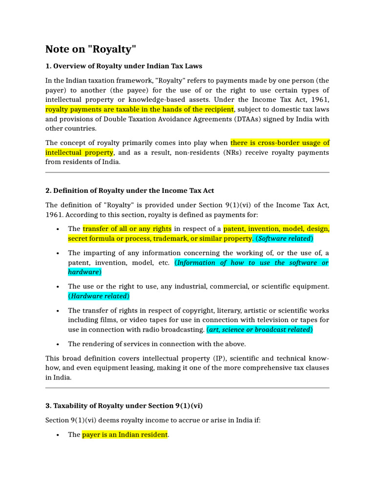 Notes On Royalty | PDF