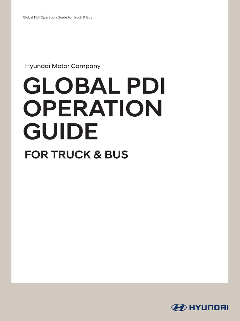 Global PDI Operation Guide - Truck&Bus - 1201 | PDF