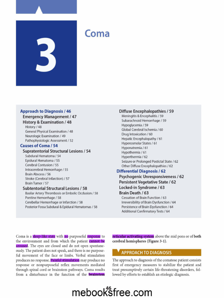 Clinical Neurology (LANGE) - Coma | PDF