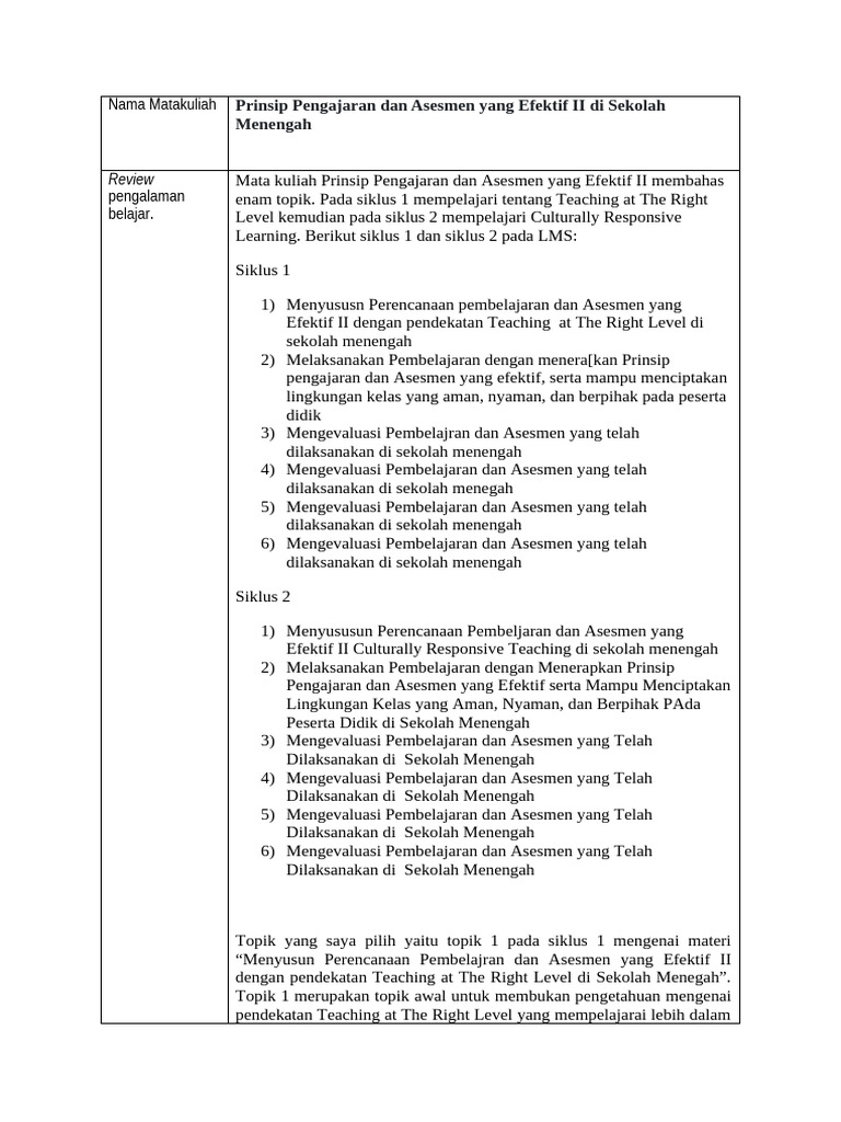 Jurnal Refleksi Ppae Ii Pdf