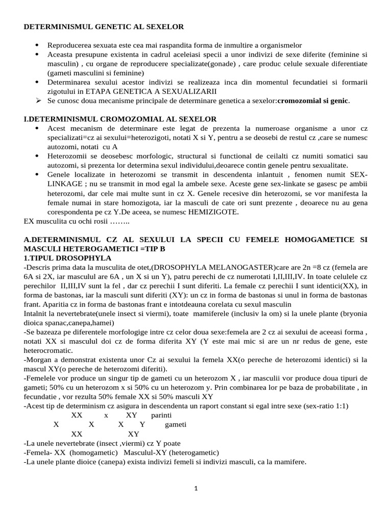 Determinismul Genetic Al Sexelor | PDF