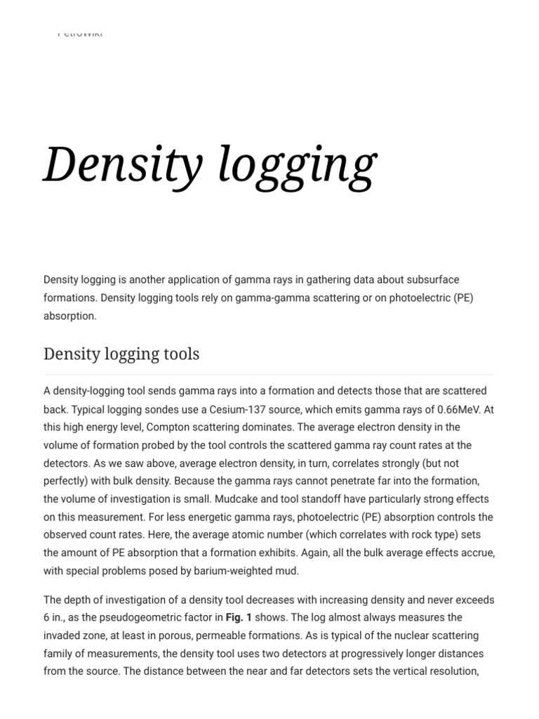 Density Logging - PetroWiki | PDF