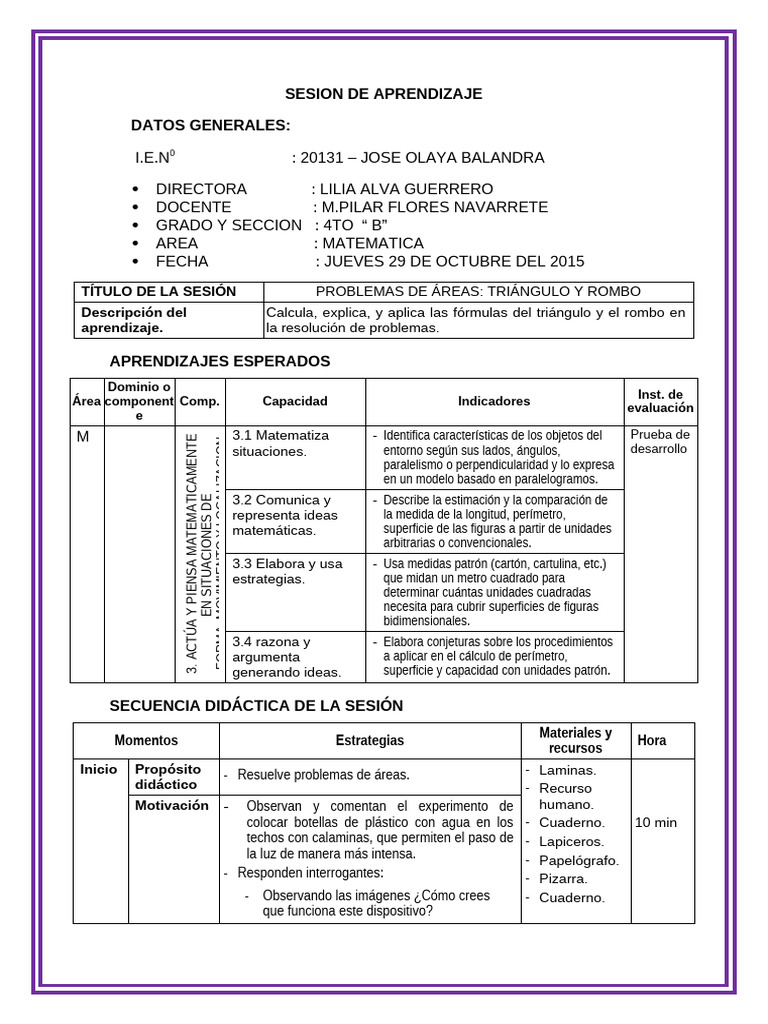 Sesion de Aprendizaje Octo | PDF