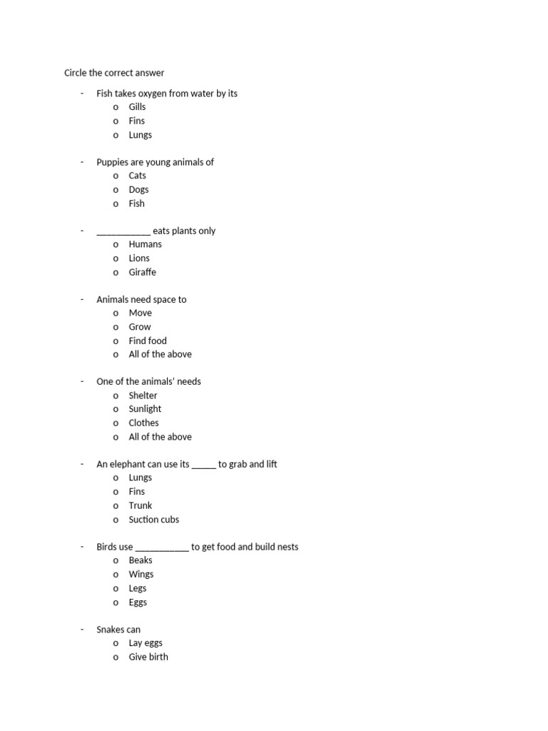 Science - Animals Unit | PDF
