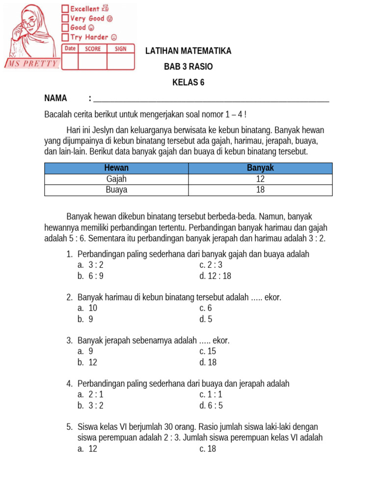 Latihan Matematika Rasio Kelas 6 | PDF