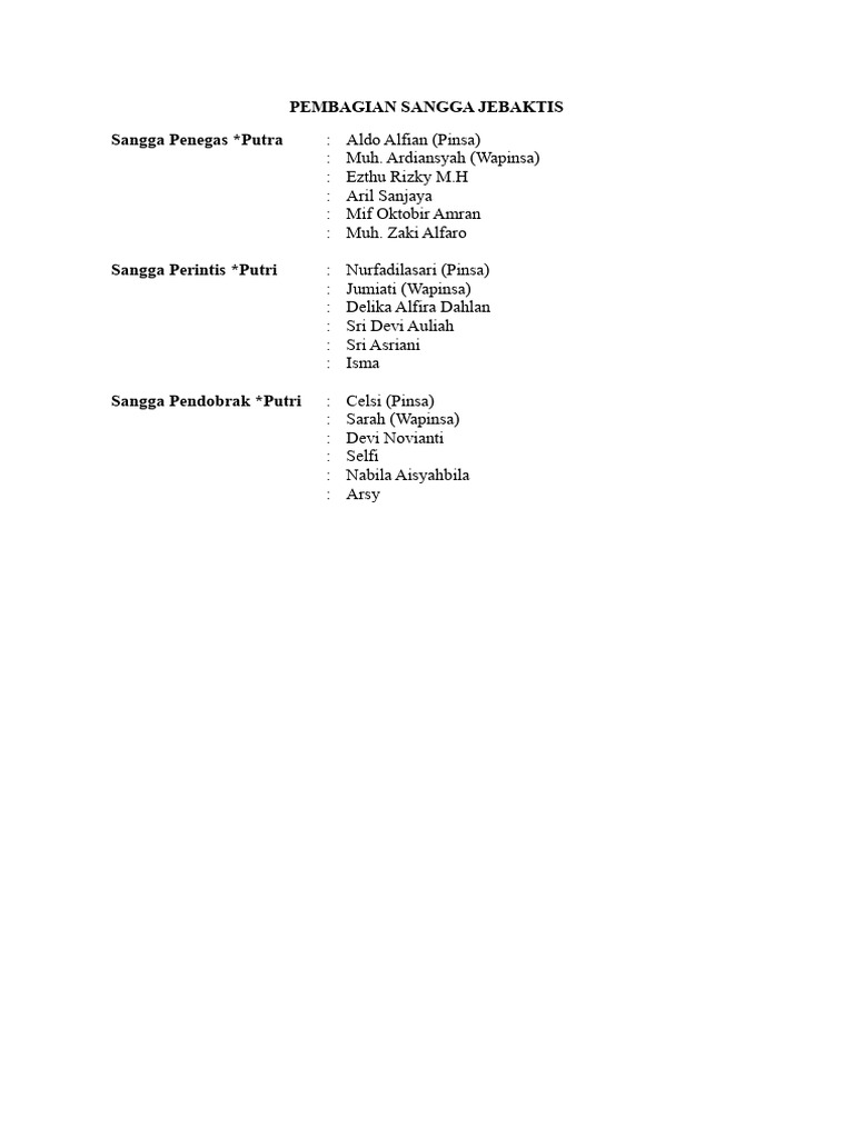 Sangga Jebaktis | PDF