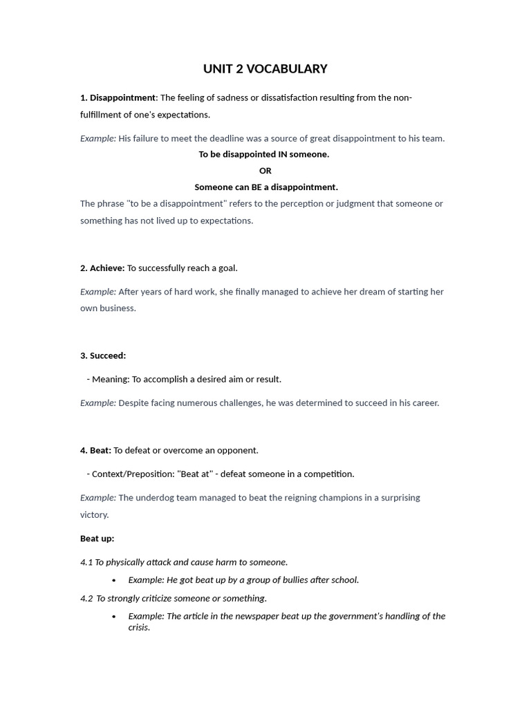 Unit 2 Vocabulary | PDF