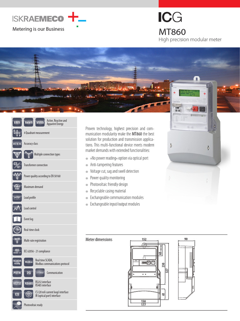Energy Meter MT860 Data Sheet | PDF
