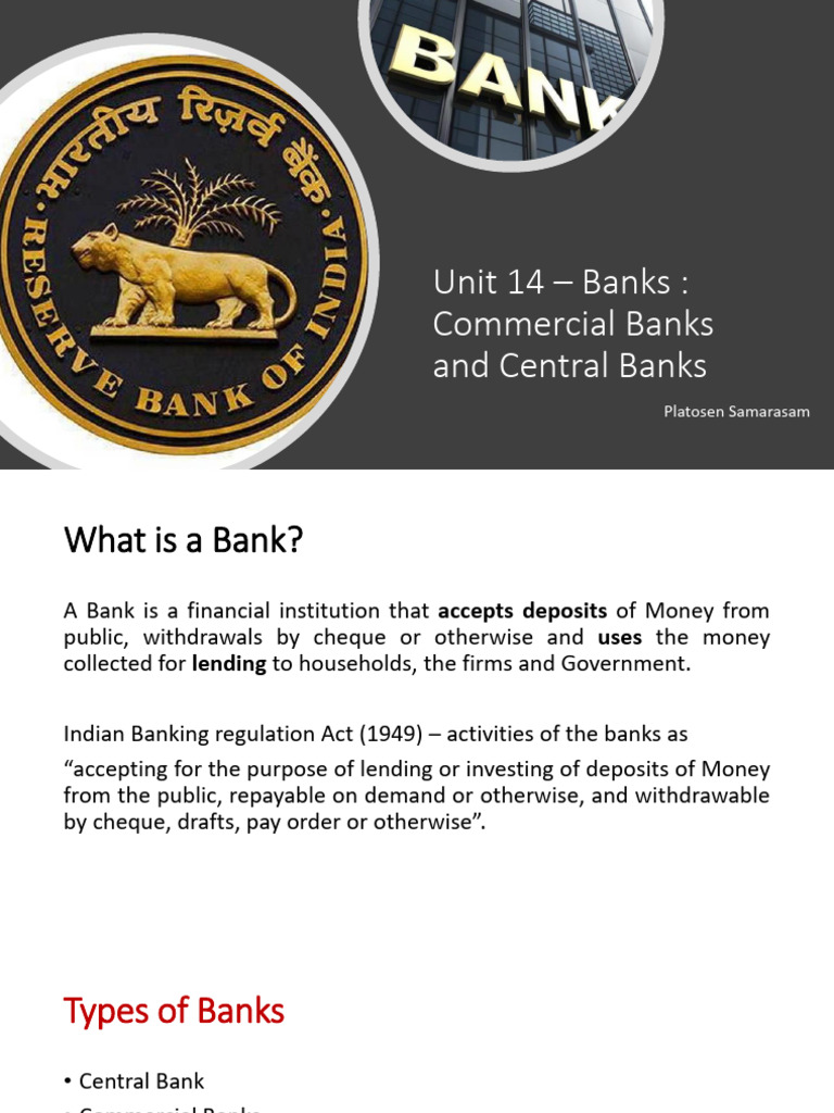 Unit 14 Banks Commercial and Central Banks | PDF