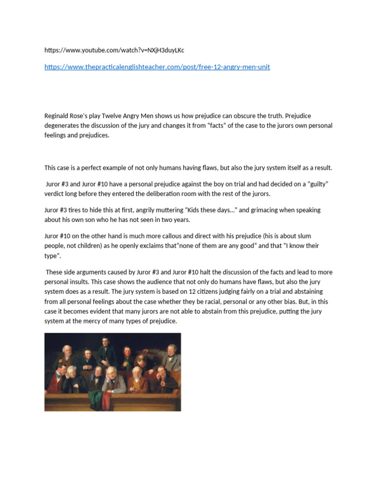 Prejudice in Twelve Angry Men | PDF