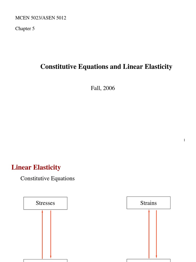 Constitutive Equations and Linear Elasticity: Fall, 2006 | PDF | Linear ...