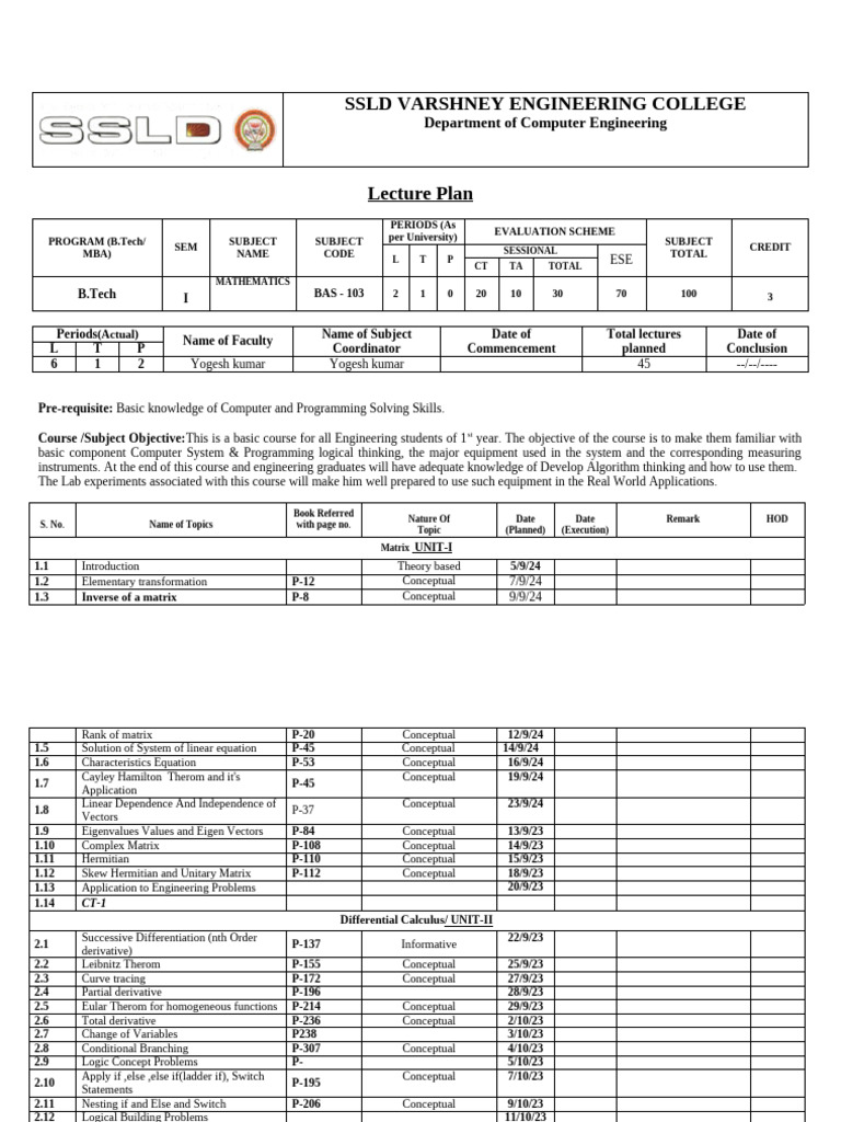 Lectur - Planoryash Btech | PDF