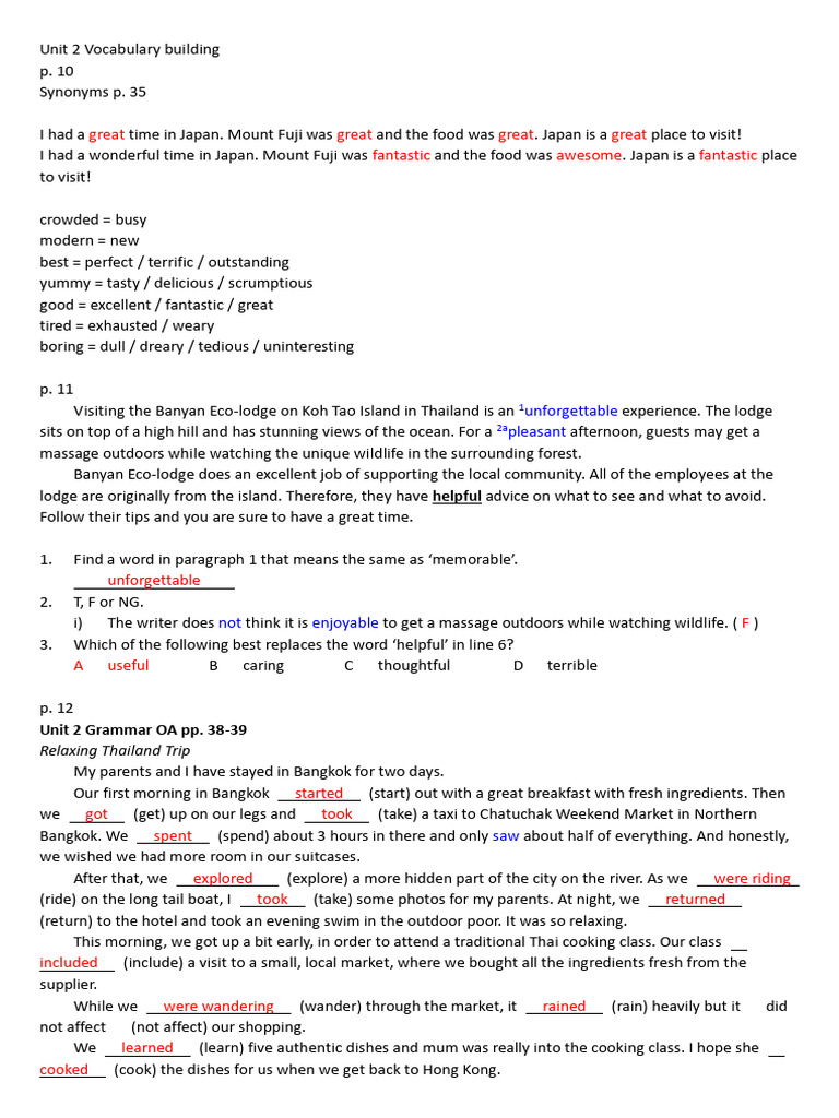 Unit 2 Travel With Care | PDF | Language Arts & Discipline