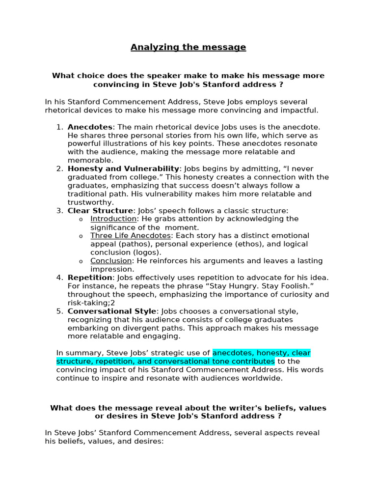 Analyzing The Message | PDF