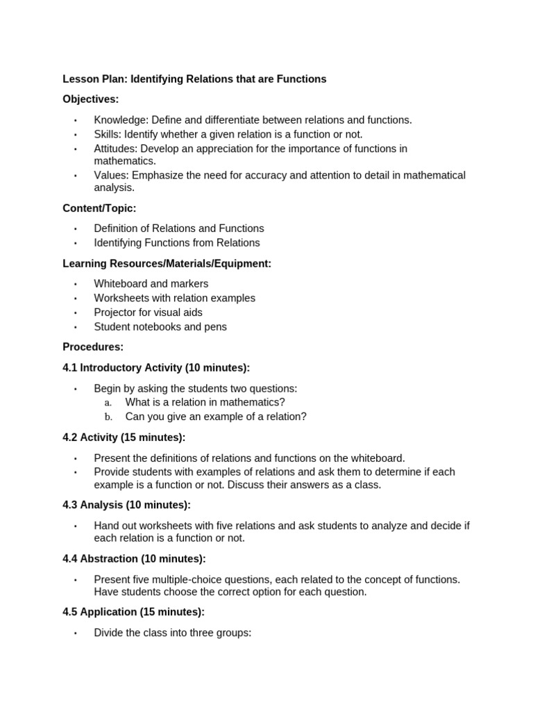 Define and Differentiate Between Relations and Functions. | PDF ...