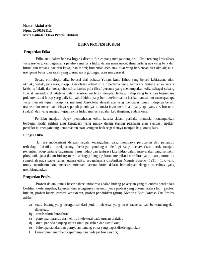 Etika Profesi Hukum | PDF