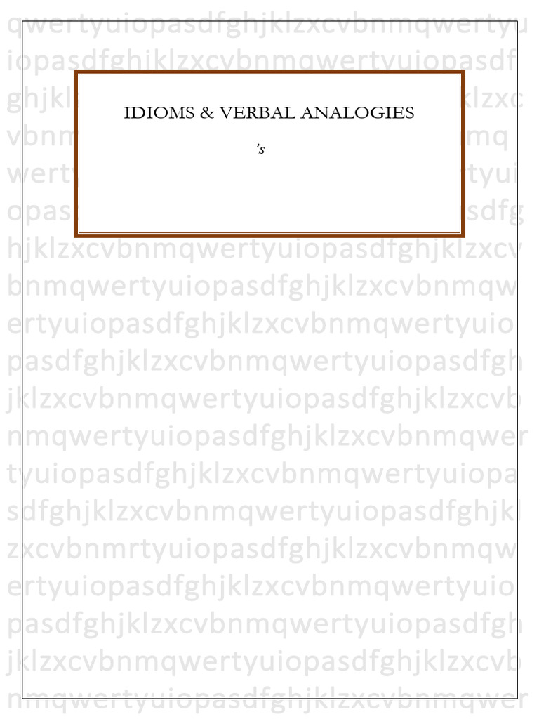 Idioms and Verbal Analogies Student's Handout | PDF