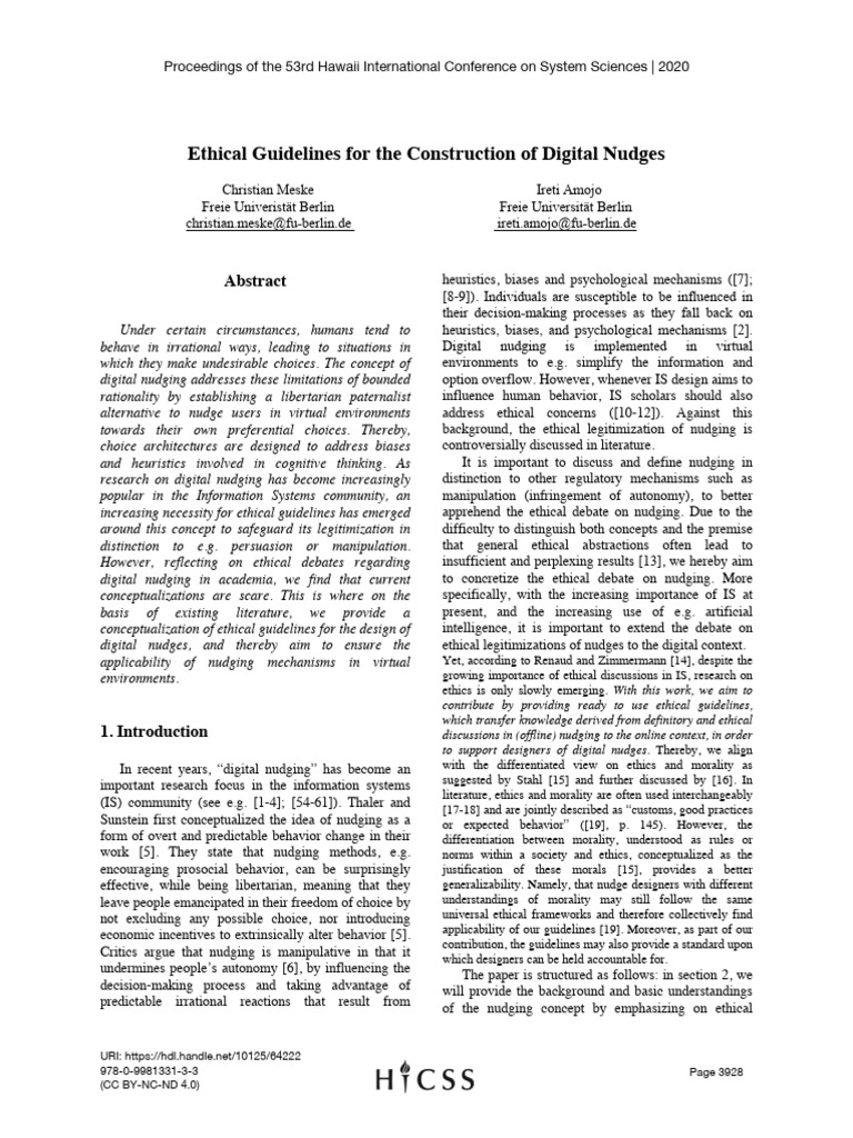 Ethics For Digital Nudges | PDF